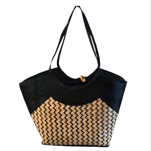 Tico Collection | Bags | Tico Collextion Black And Tan Bamboo Material ...